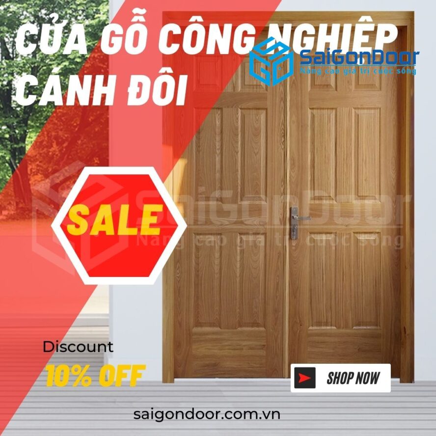 Cửa Gỗ Công Nghiệp Cánh Đôi Phòng Khách Hiện Đại - SaiGonDoor®